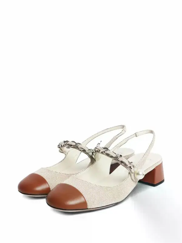 Miu Miu Cap-toe Chain-strap Slingback Pumps