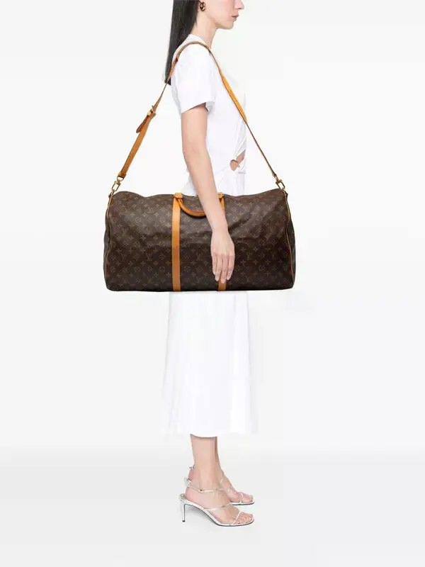 LOUIS VUITTON 1993 Monogram Keepall Bandouliere 60 Travel Bag - Brown