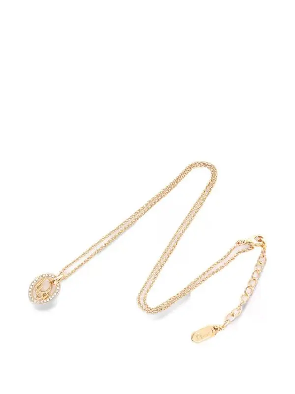 Dior 2020s Oblique Rhinestone Necklace - Gold