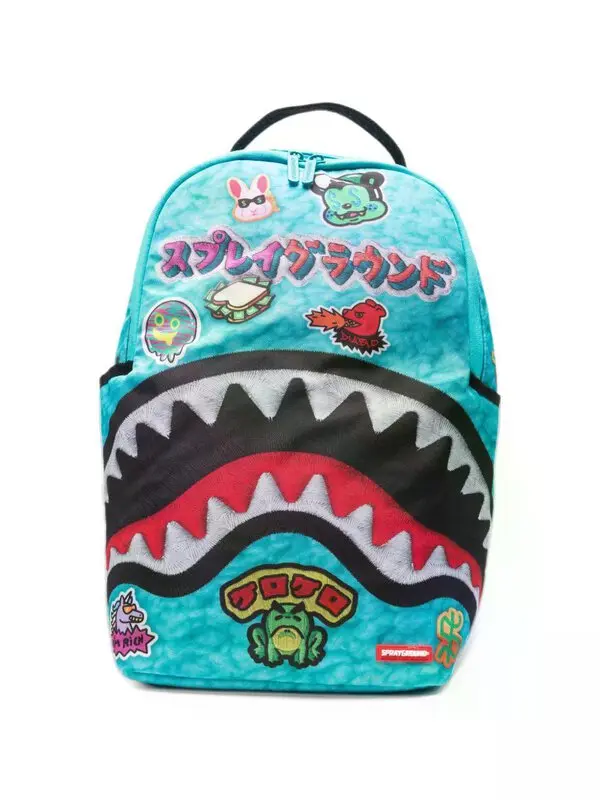 SPRAYGROUND Lucky Pack Graphic-patch Shark-print Backpack - Blue
