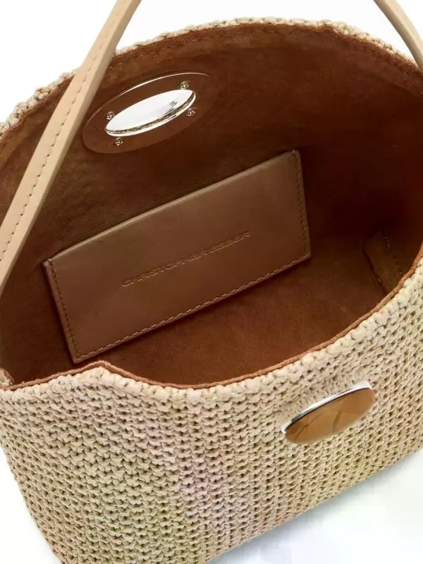 Christopher Esber Mini Turnlock Raffia Tote Bag