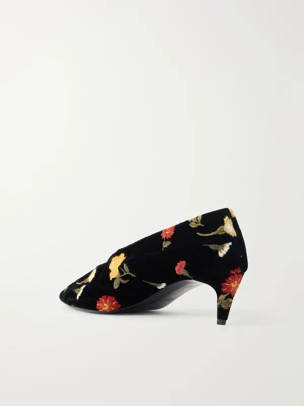 Khaite Miriam 50 Embroidered Velvet Pumps