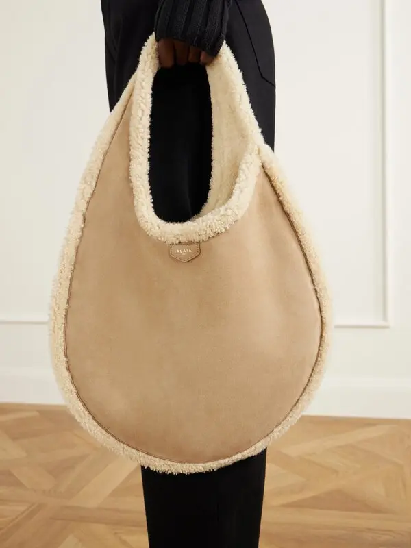 Alaïa One Piece Medium Merino Shearling Shoulder Bag