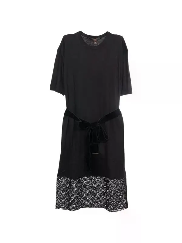 LOUIS VUITTON 2020 Lace-hem Belted Midi Dress