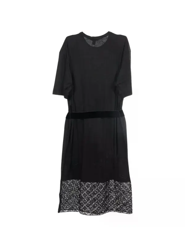 LOUIS VUITTON 2020 Lace-hem Belted Midi Dress