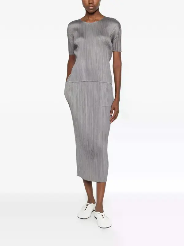 Issey Miyake Pleated Midi Skirts - Grey
