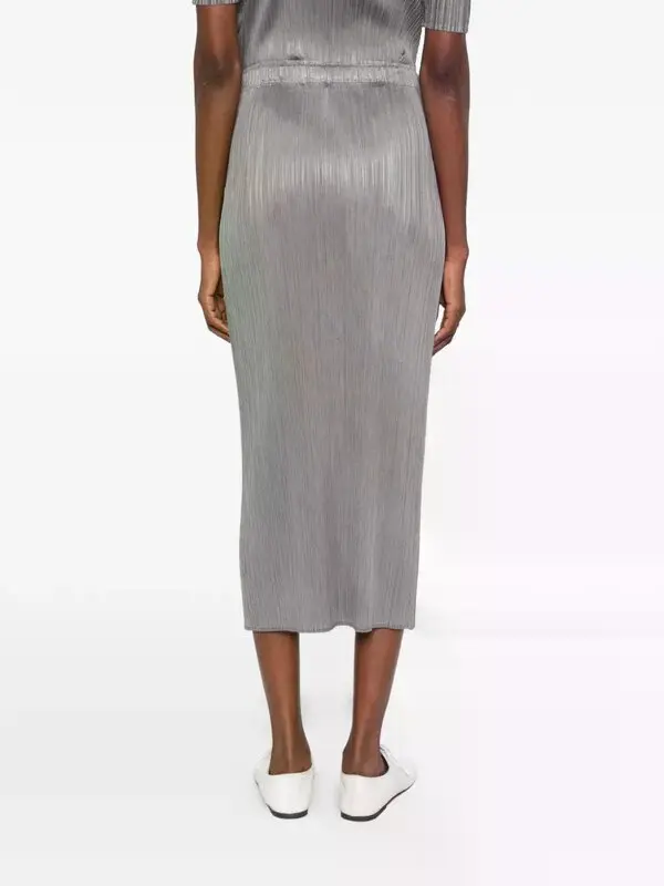 Issey Miyake Pleated Midi Skirts - Grey