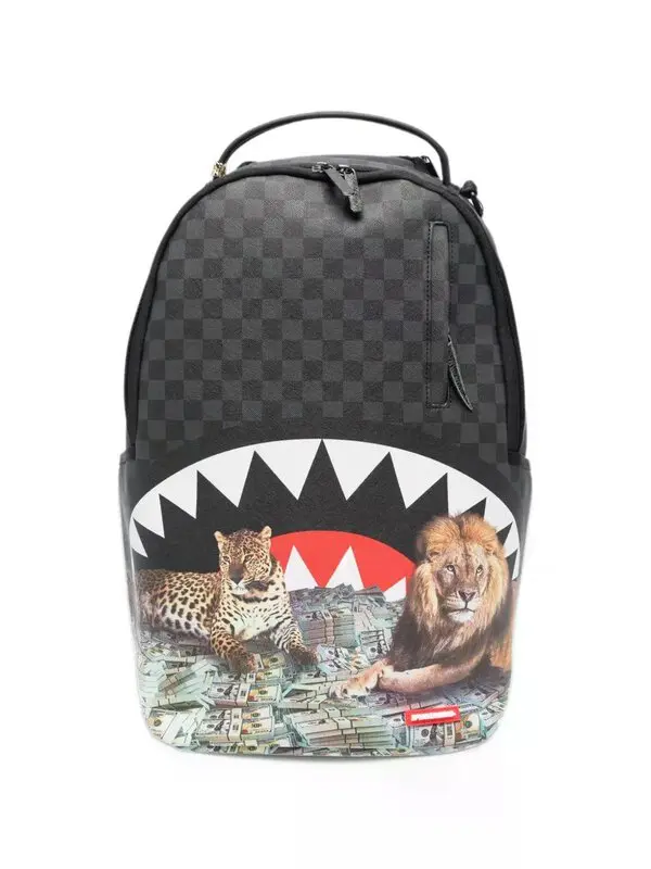 SPRAYGROUND Royal In$tinct Check-pattern Graphic-print Backpack - Black