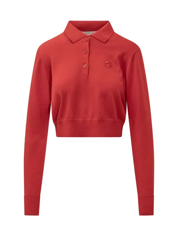 MARINE SERRE Marine Knit Long Sleeve Polo