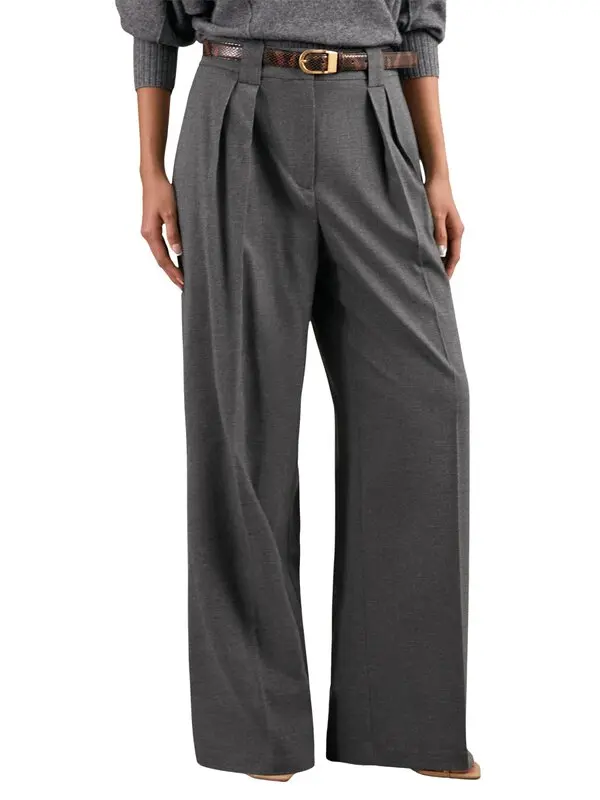 REISS Poppie Flannel Wide-leg Trousers
