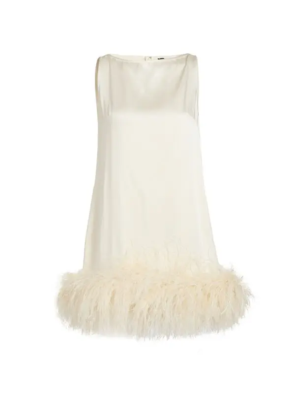 Lapointe Satin Feather-hem Shift Minidress