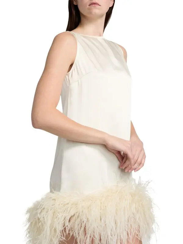 Lapointe Satin Feather-hem Shift Minidress