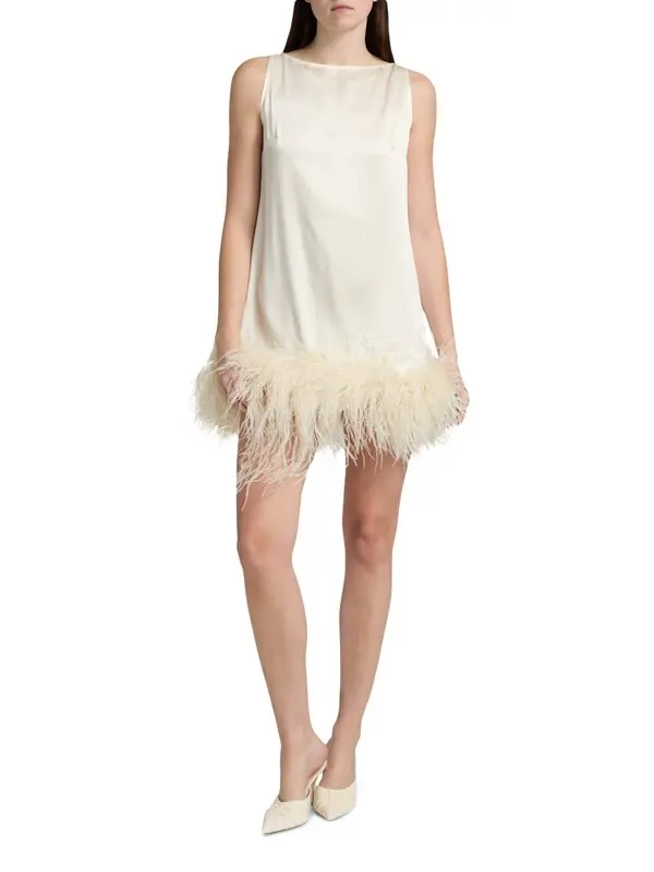 Lapointe Satin Feather-hem Shift Minidress