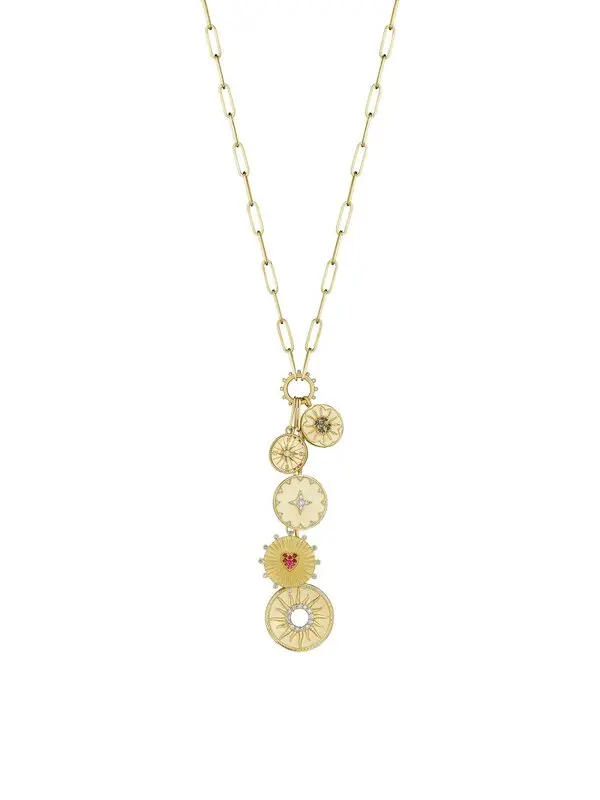 Hueb Penka 18k 0.51 Tcw Diamond & Multi-stone Charm Necklace - Yellow Gold