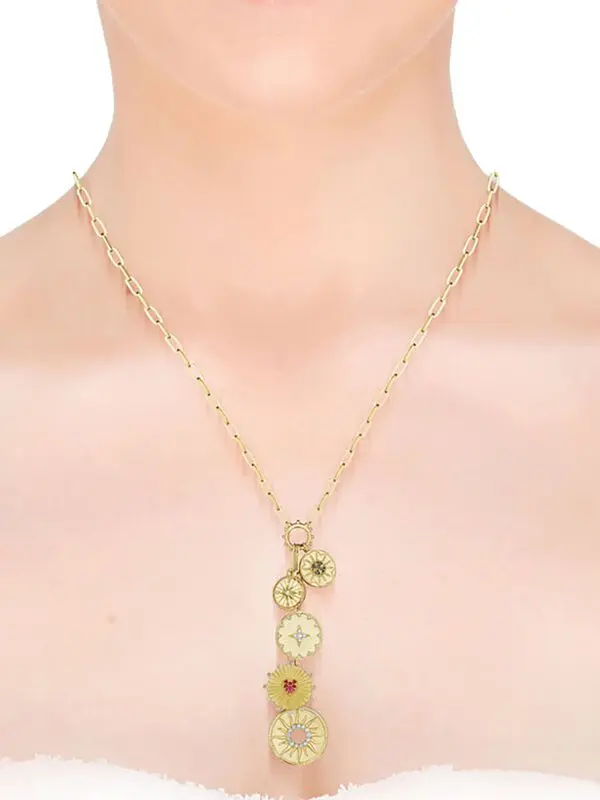 Hueb Penka 18k 0.51 Tcw Diamond & Multi-stone Charm Necklace
