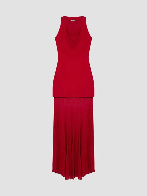 Simkhai Xena Sheer Halter Maxi Dress - Red