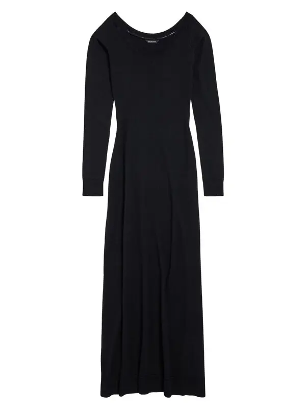 Balenciaga Off-the-shoulder V-neck Dress - Black