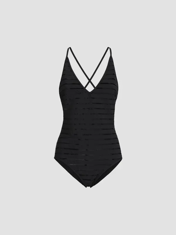 Brunello Cucinelli Techno Jersey Bathing Suit With Precious Collar