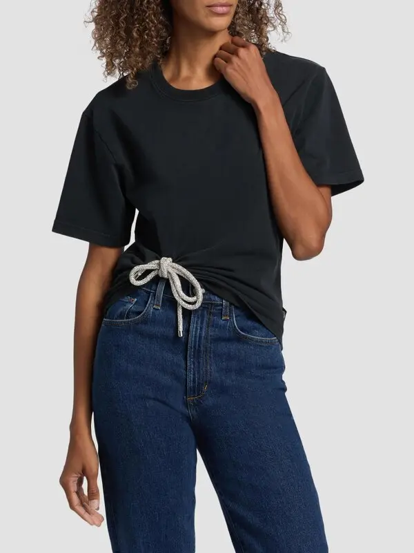 AREA Crystal Knot Cotton T-shirt