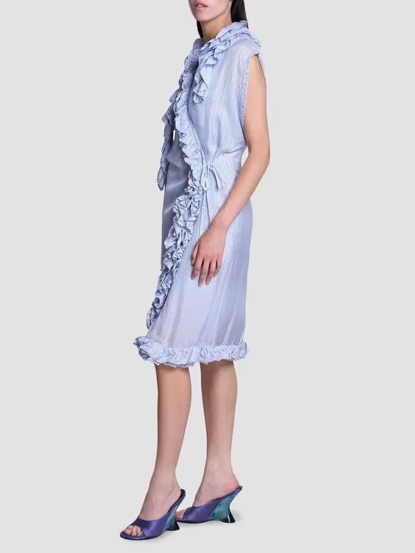 Dries Van Noten Dematis Ruffled Striped Wrap Knee-length Dress