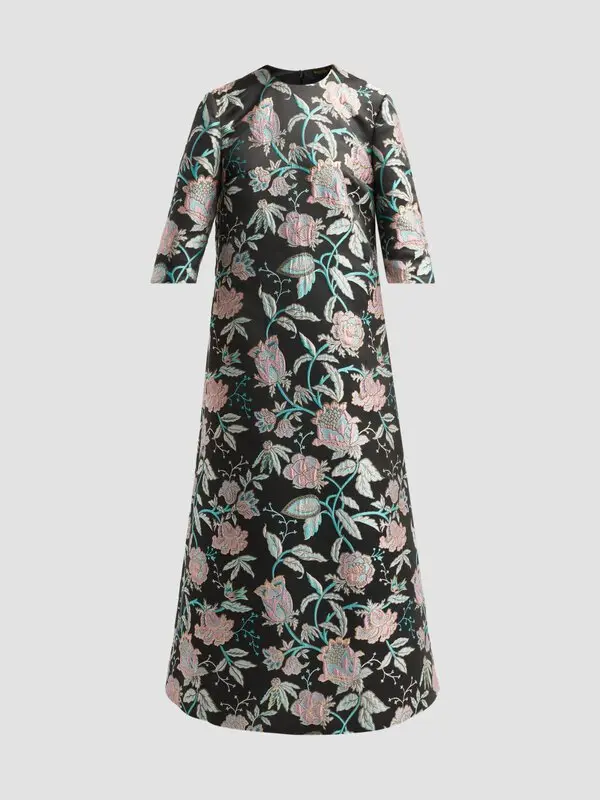 REEM ACRA After Midnight Brocade Caftan - Black Multi