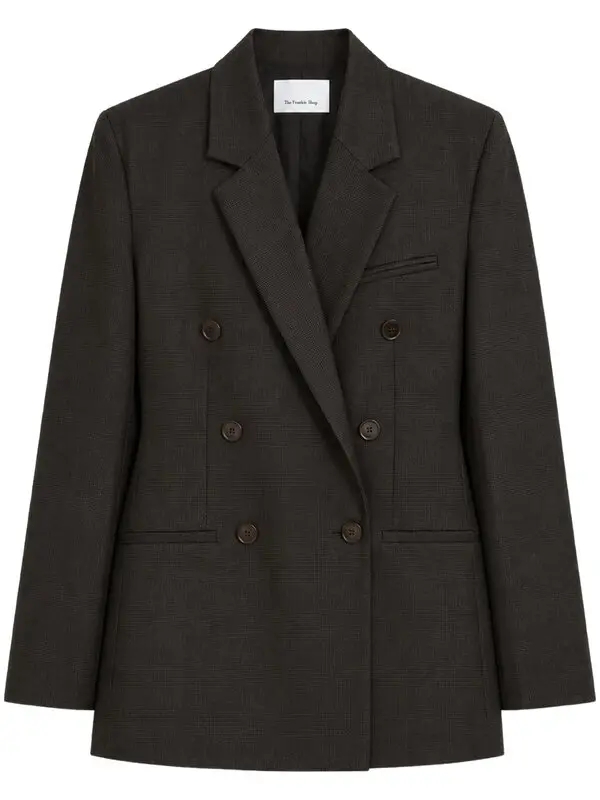 THE FRANKIE SHOP Double-breasted Wool Blazer Jacket - Brown