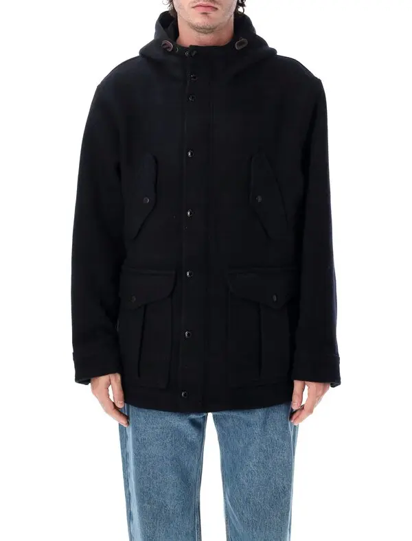 Filson Hooded Wool-blend Button Front Coat - Blu