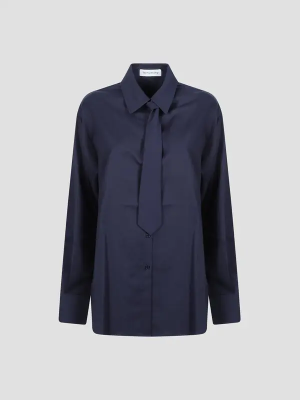 THE FRANKIE SHOP Peri Tie-neck Wool-blend Shirt