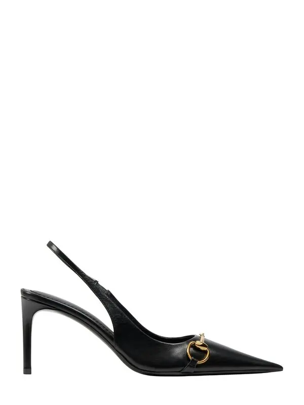 Gucci Horsebit Strapped Pointed Toe Stiletto Pumps - Black