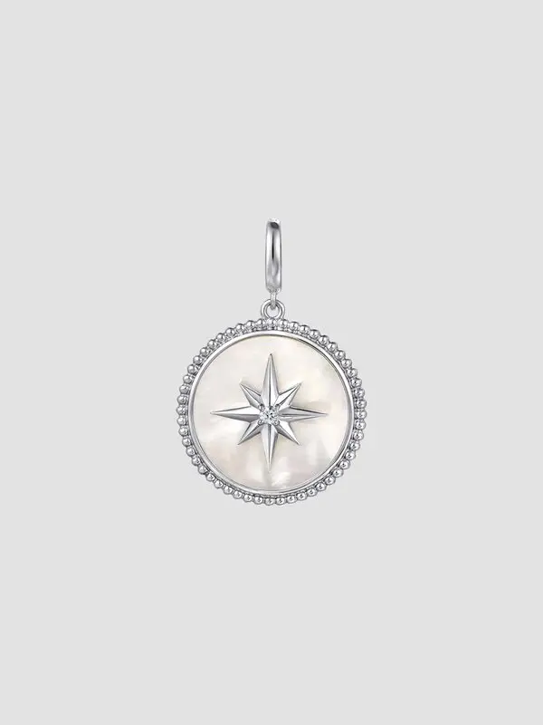 GABRIEL & CO Bujukan White Sapphire And Mother-of-pearl Medallion Pendant - Sterling Silver