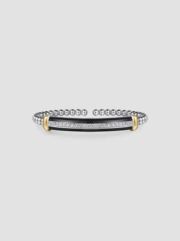 GABRIEL & CO Bujukan Sterling Silver, 14k Yellow Gold & Mixed-media Beaded Cuff - Two Tone