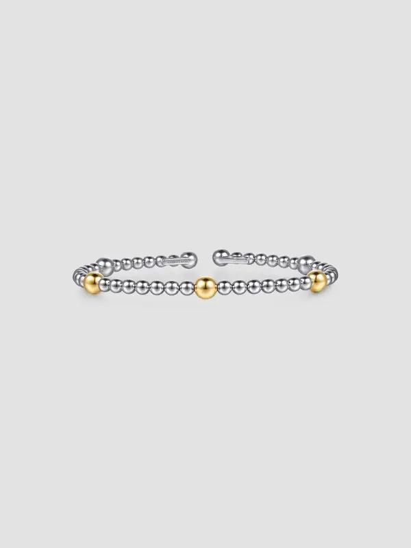 GABRIEL & CO Bujukan 14k Yellow Gold & Sterling Silver Beaded Bangle Bracelet