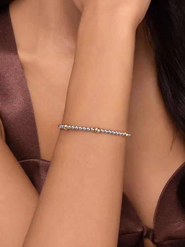GABRIEL & CO Bujukan 14k Yellow Gold & Sterling Silver Beaded Bangle Bracelet