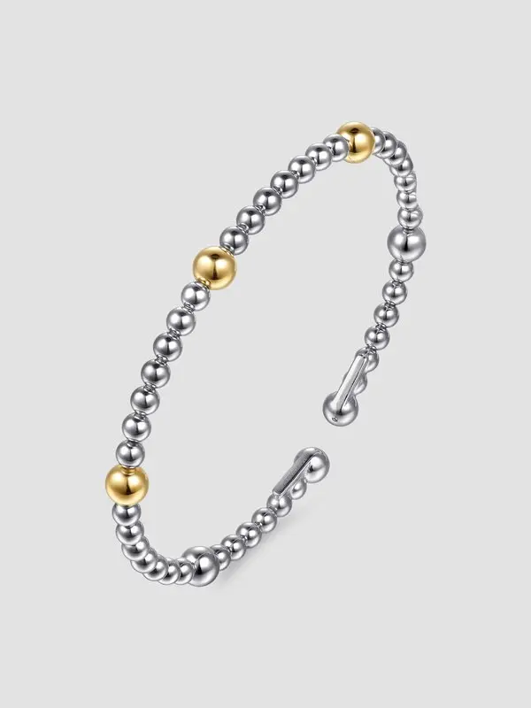 GABRIEL & CO Bujukan 14k Yellow Gold & Sterling Silver Beaded Bangle Bracelet