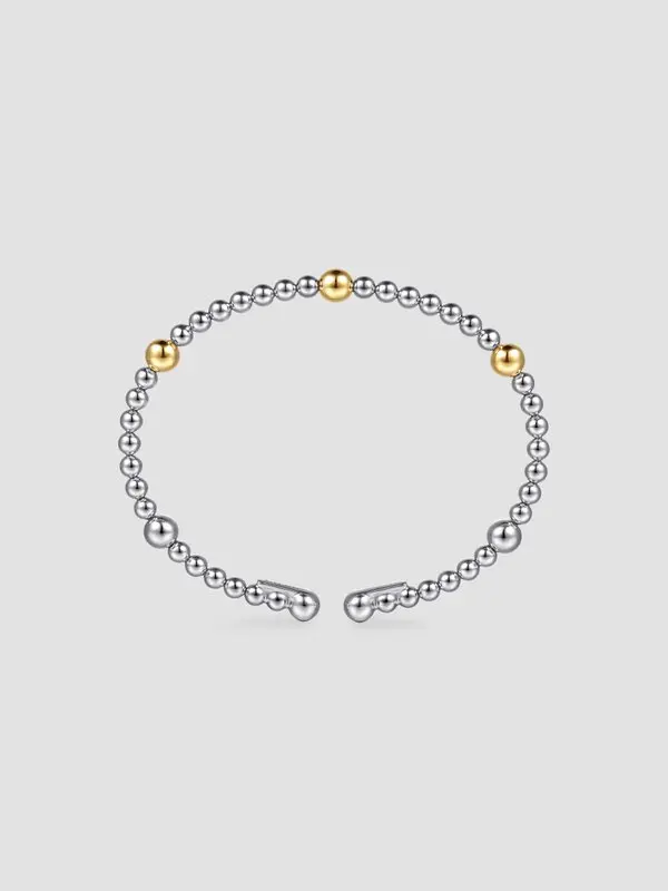 GABRIEL & CO Bujukan 14k Yellow Gold & Sterling Silver Beaded Bangle Bracelet