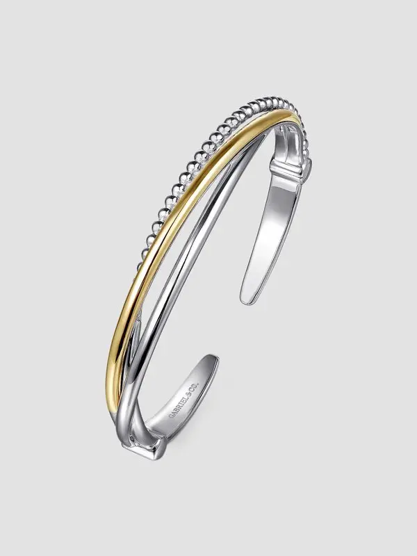 GABRIEL & CO Bujukan Sterling Silver & 14k Yellow Gold Triple-band Cuff/6