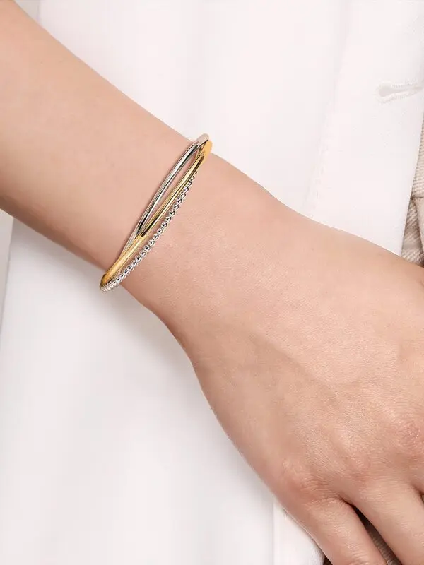 GABRIEL & CO Bujukan Sterling Silver & 14k Yellow Gold Triple-band Cuff/6