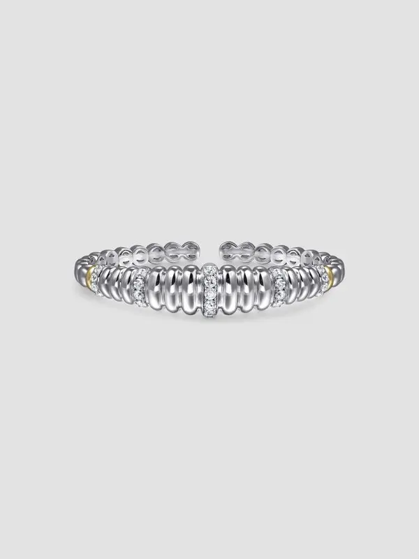 GABRIEL & CO Bujukan 14k Yellow Gold & White Sapphire Cuff