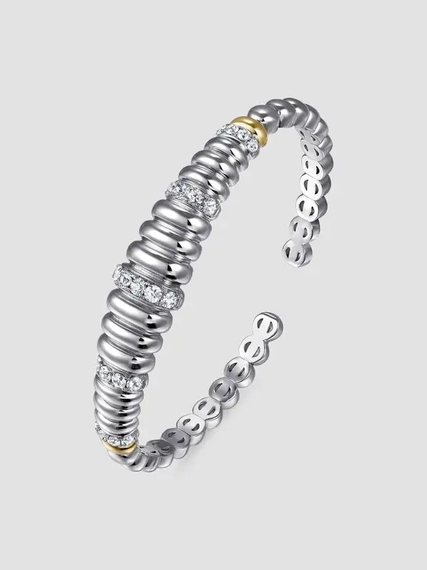 GABRIEL & CO Bujukan 14k Yellow Gold & White Sapphire Cuff