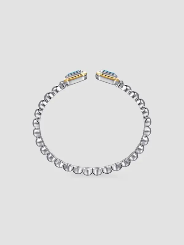 GABRIEL & CO Bujukan 14k Yellow Gold, Sterling Silver & Octagon Blue Topaz Bangle Bracelet