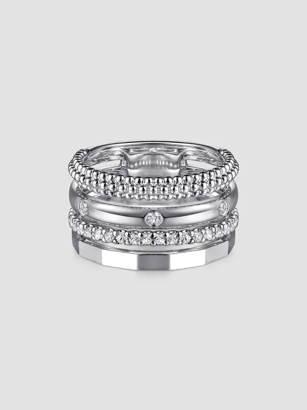 GABRIEL & CO Bujukan & White Sapphire Multi-band Ring