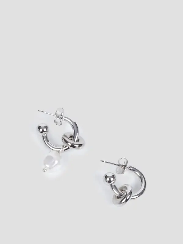 JUSTINE CLENQUET Ethan Mini Pearl Earrings In -tone Finish