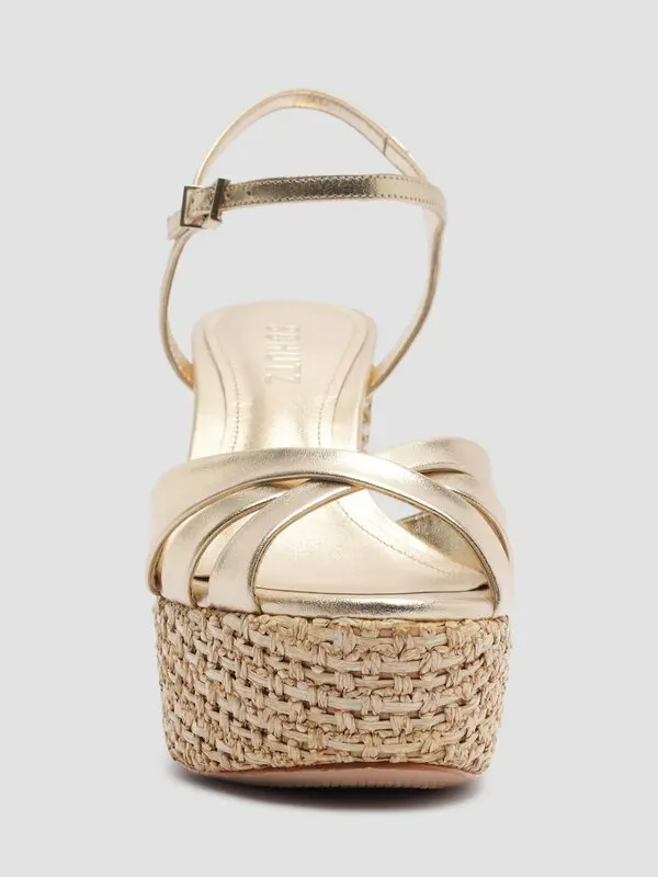 Schutz Keefa 105mm Raffia Block-heel Sandals