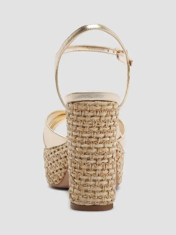 Schutz Keefa 105mm Raffia Block-heel Sandals