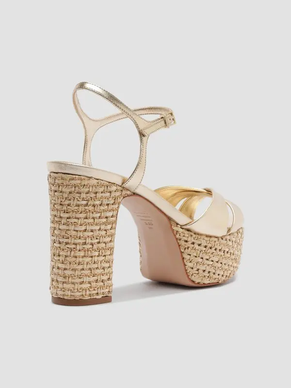 Schutz Keefa 105mm Raffia Block-heel Sandals