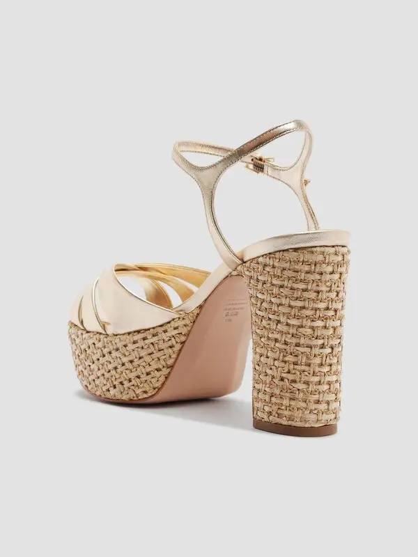 Schutz Keefa 105mm Raffia Block-heel Sandals