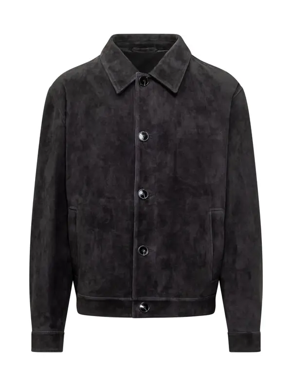 BOSS Goat Leather Moto Jacket - Dark Blue