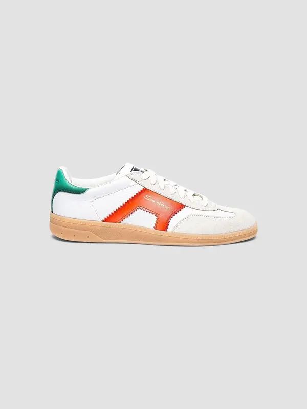 Santoni Colorblocked Leather Low-top Sneakers