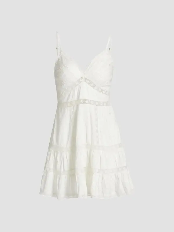 LoveShackFancy Solbina Embroidered Cotton A-line Minidress