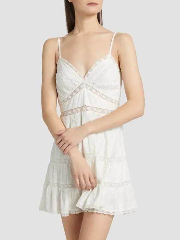 LoveShackFancy Solbina Embroidered Cotton A-line Minidress